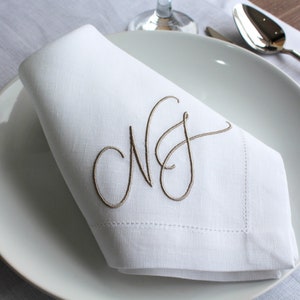 Custom Logo Embroidered Luxury Linen Napkin, Personal Logo Embroidered ...