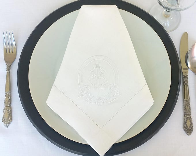 Custom Logo Embroidered Luxury Linen Napkin, Personal Logo Embroidered ...