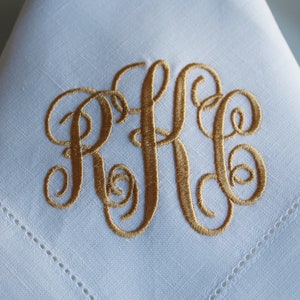 Three Letter Monogrammed Wedding Napkin, Custom Linen Napkin ...