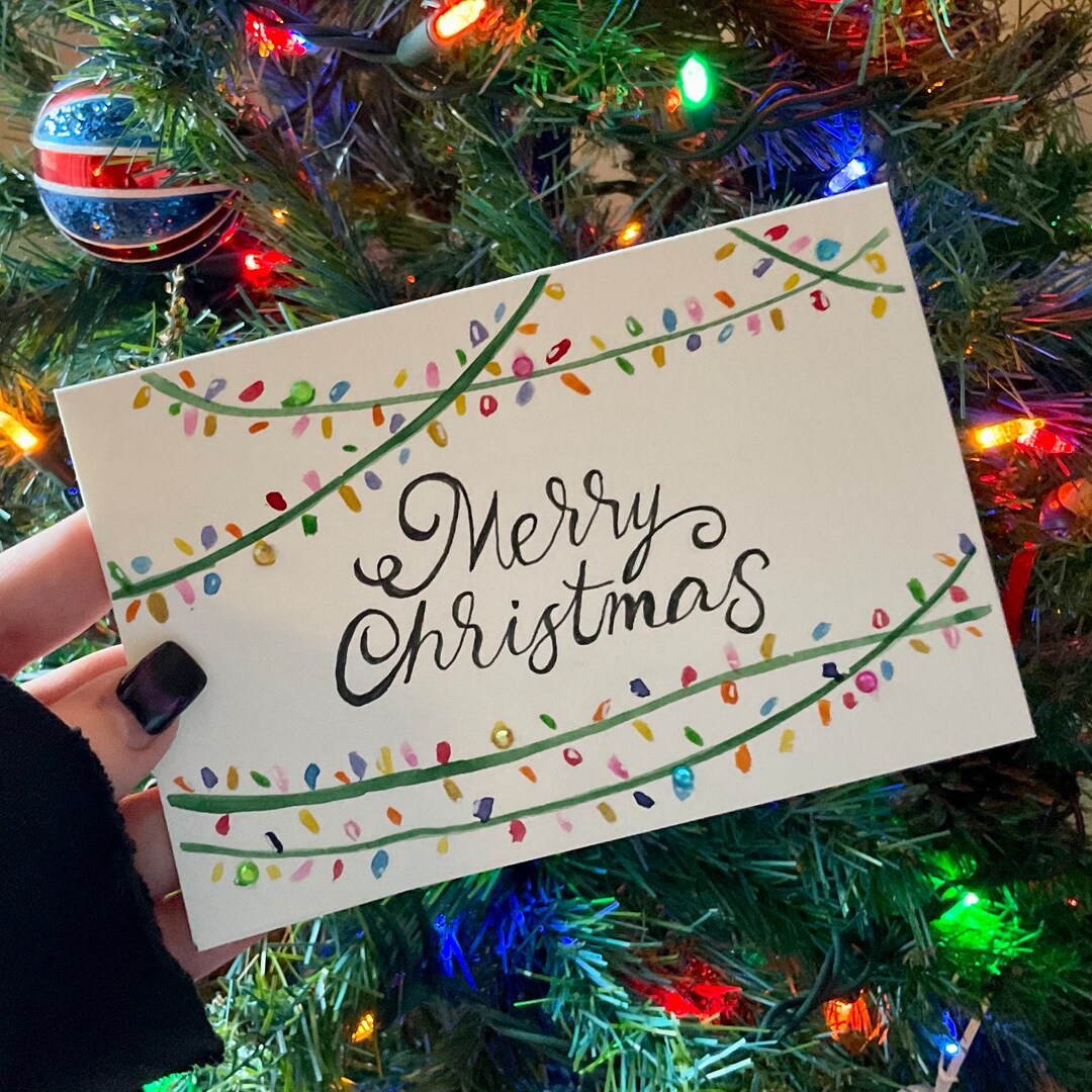 Merry Christmas Lights Card Individually Handmade - Etsy