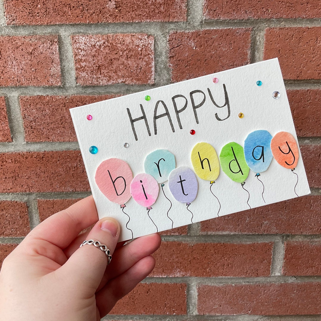 Happy Birthday Balloons Card Individually Handmade - Etsy