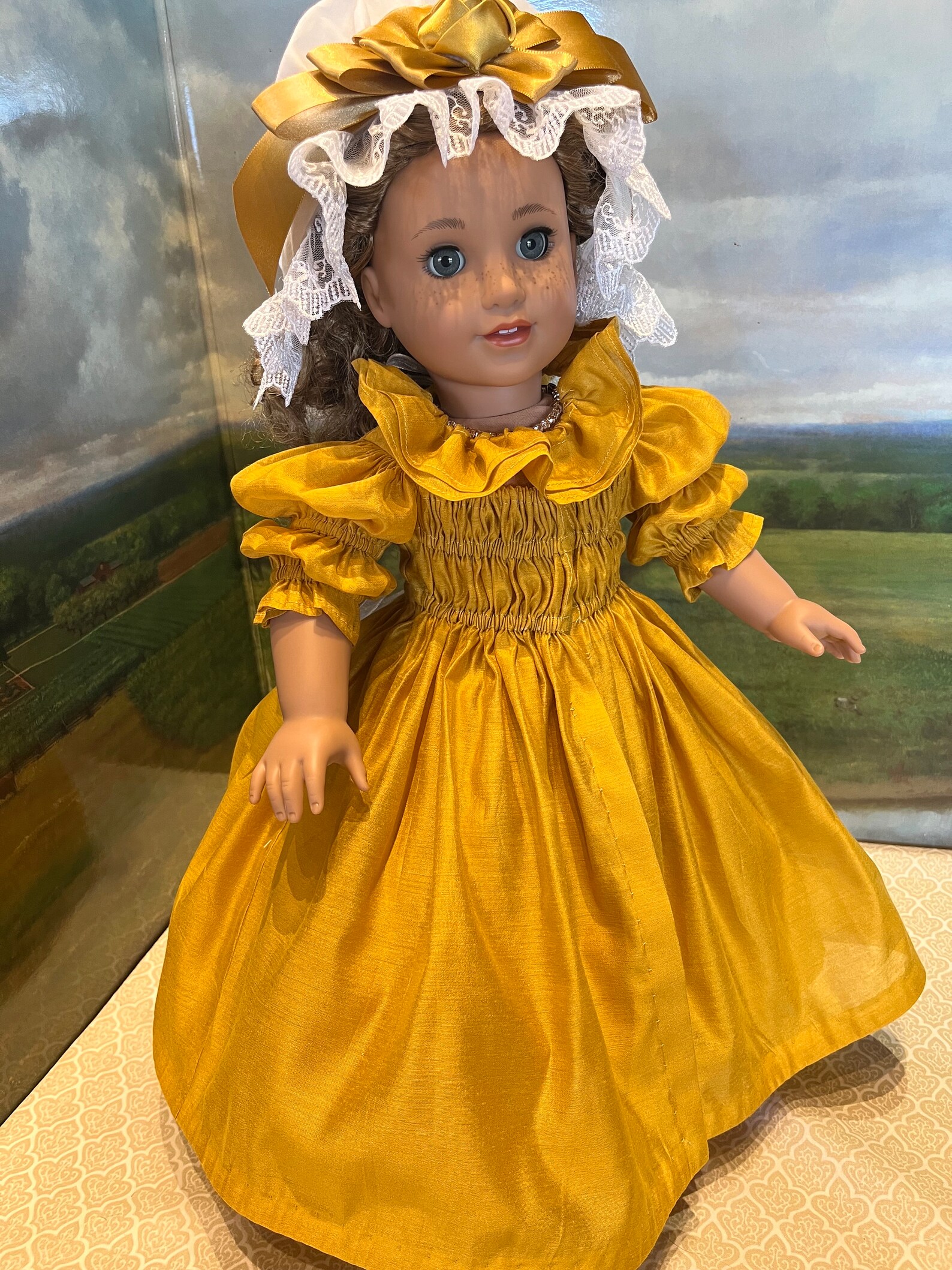 Beautiful 1780 Golden Chemise a La Reine Gown With Ruffle & Hooded Cape ...