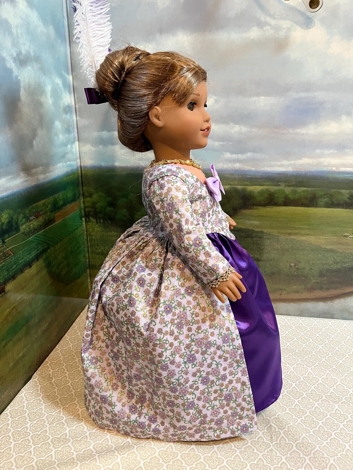 Beautiful Custom Historical Lavender & Gold Floral 1780s “robe à L ...