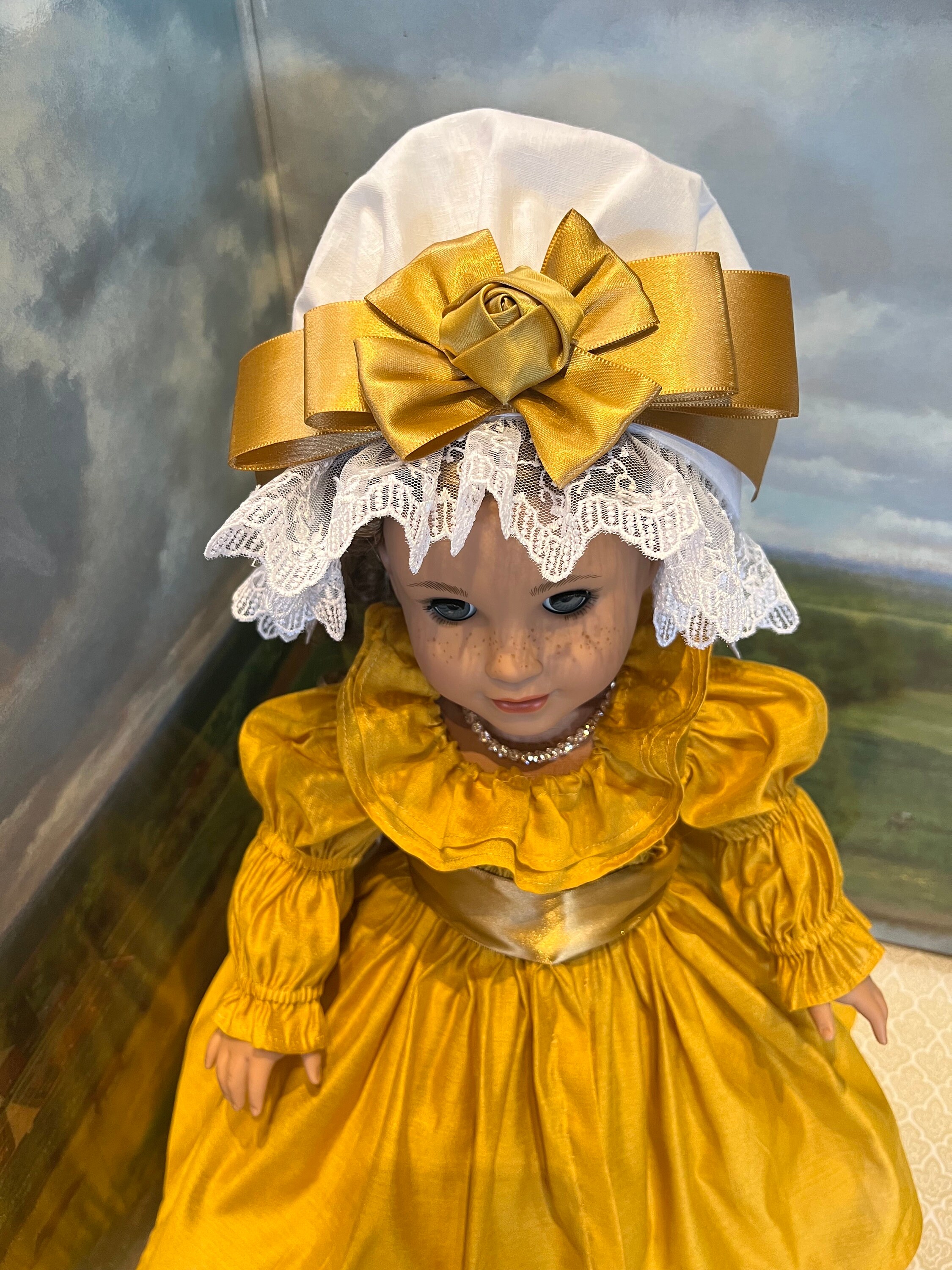 Beautiful 1780 Golden Chemise a La Reine Gown With Ruffle & Hooded Cape ...