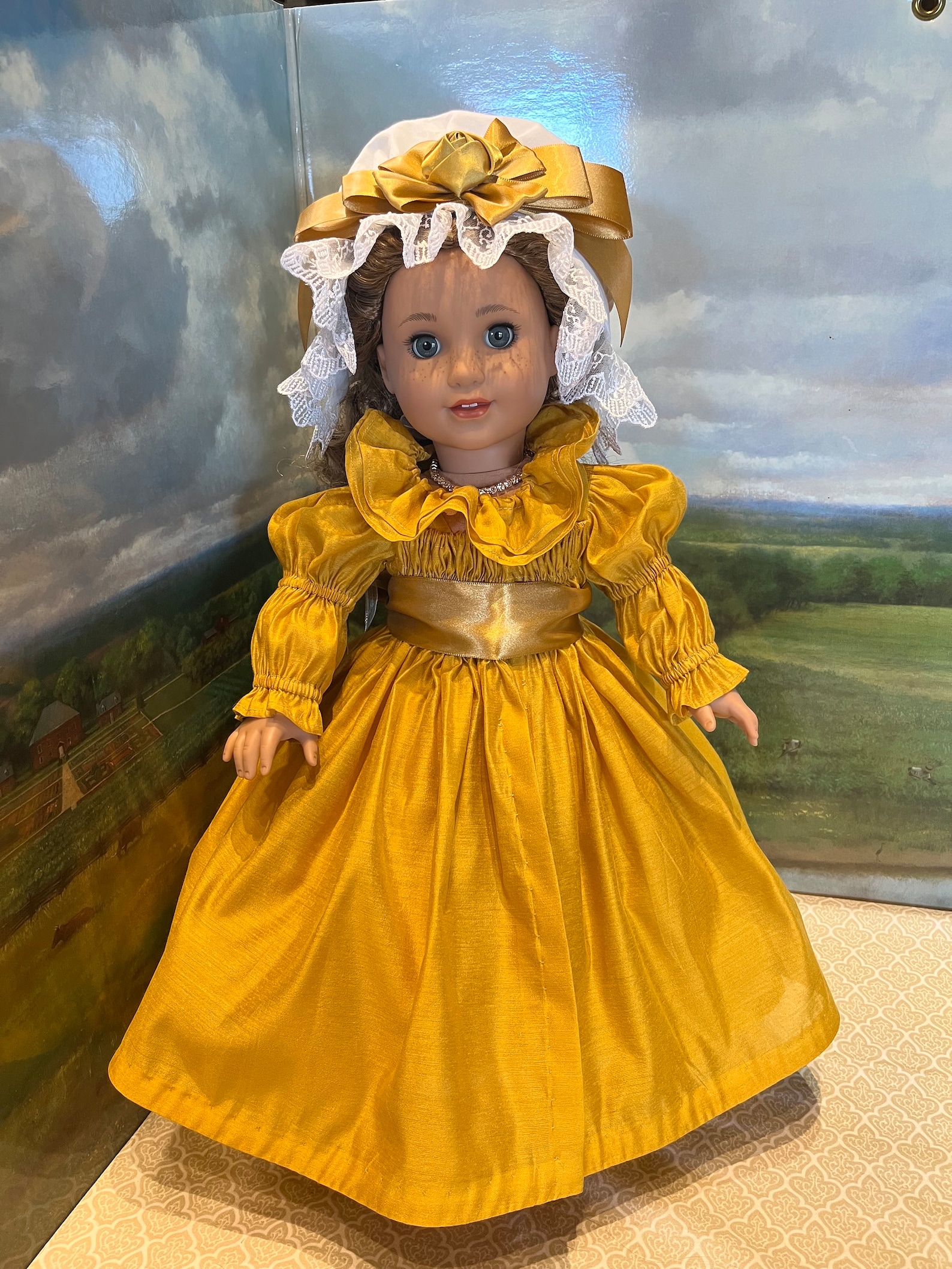 Beautiful 1780 Golden Chemise a La Reine Gown With Ruffle & Hooded Cape ...