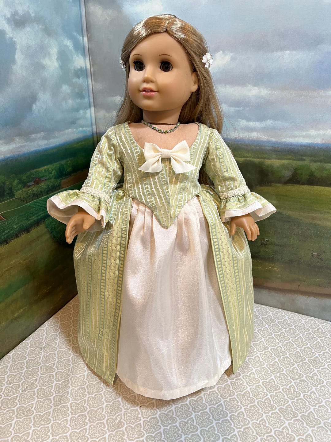 Gorgeous Custom Silk Historical Mint Green Striped Silk Taffeta 1780s ...