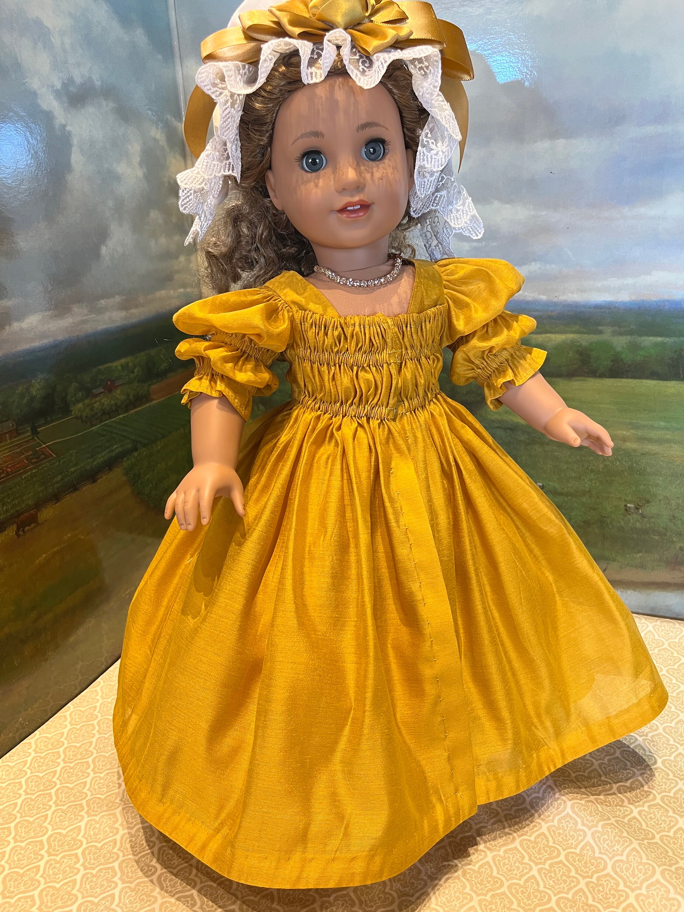 Beautiful 1780 Golden Chemise a La Reine Gown With Ruffle & Hooded Cape ...