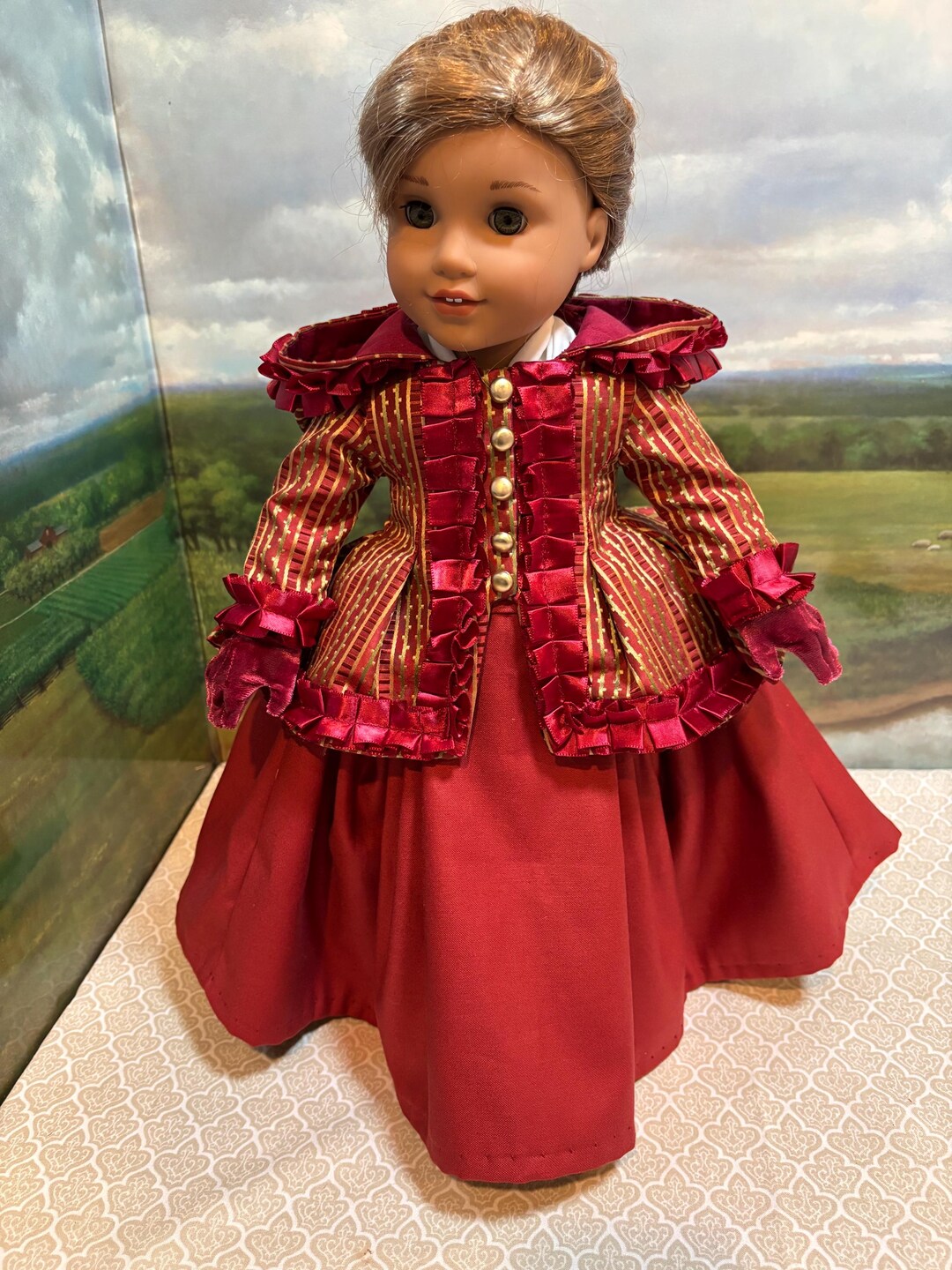 Custom Historical 1760 Brunswick Red Travel Gown Set - 18th Century - 7 ...
