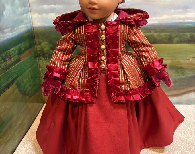Custom Historical 1760 Brunswick Red Travel Gown Set - 18th Century - 7 ...