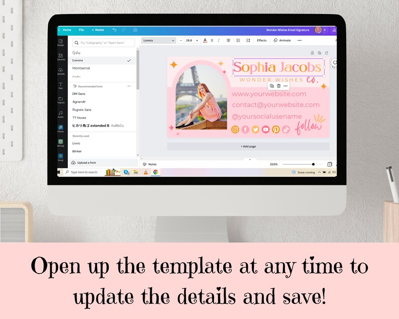 Email Signature Canva Template Pink & Orange Email Business - Etsy