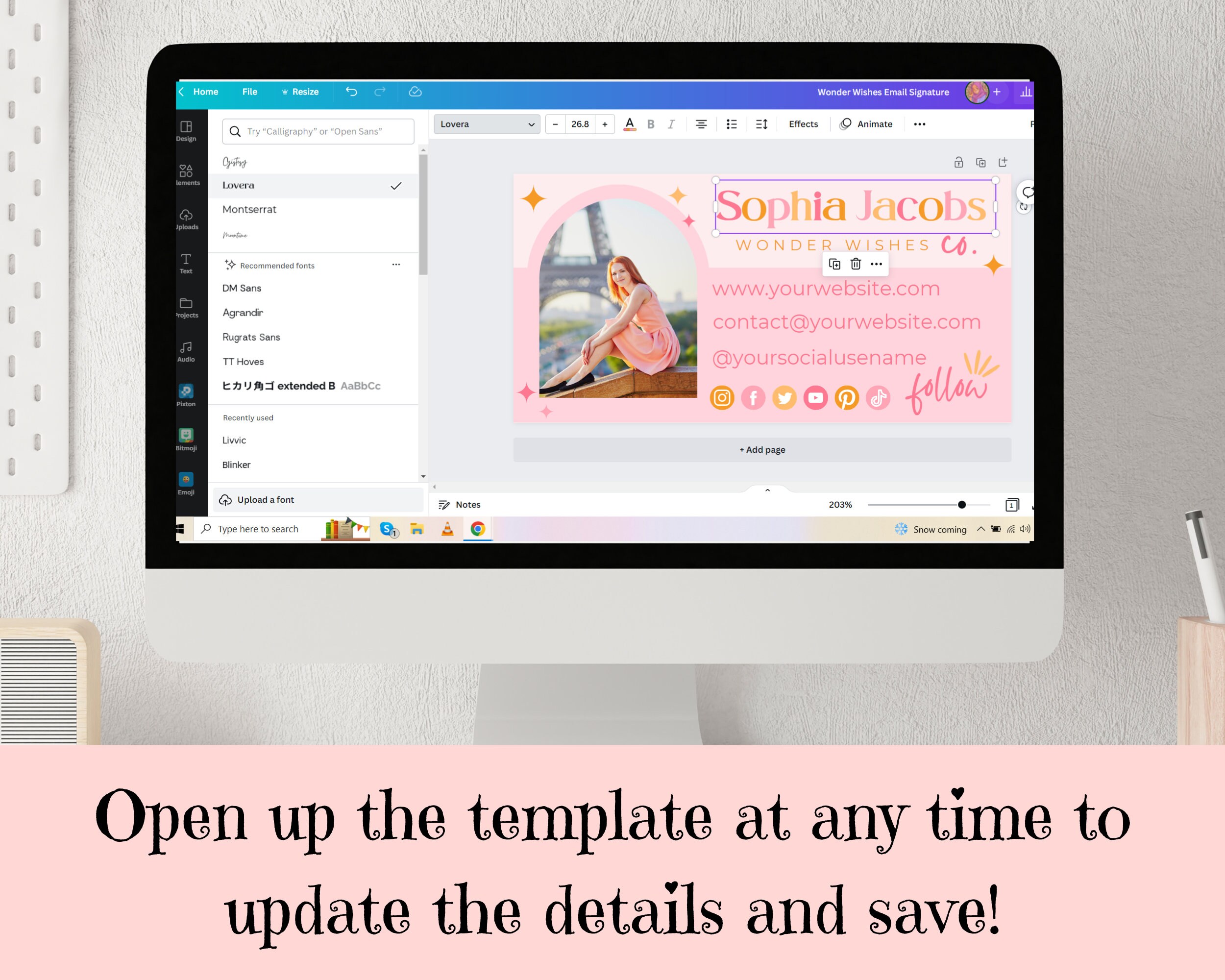 Email Signature, Canva Template, Pink & Orange Email Business Design ...