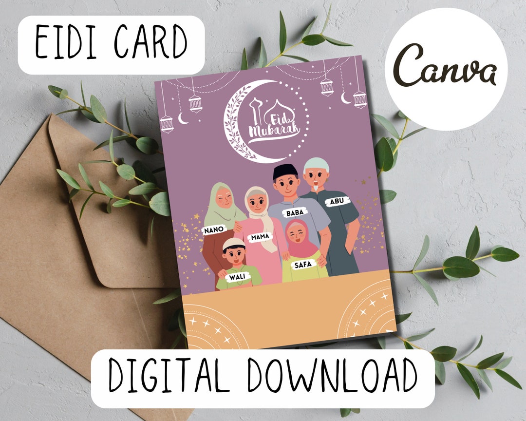 Printable Eidi Card Holder, Islamic Greeting Cards, Digital Download ...