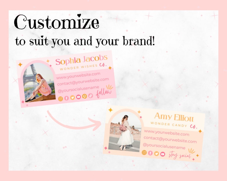 Email Signature Canva Template Pink & Orange Email Business - Etsy