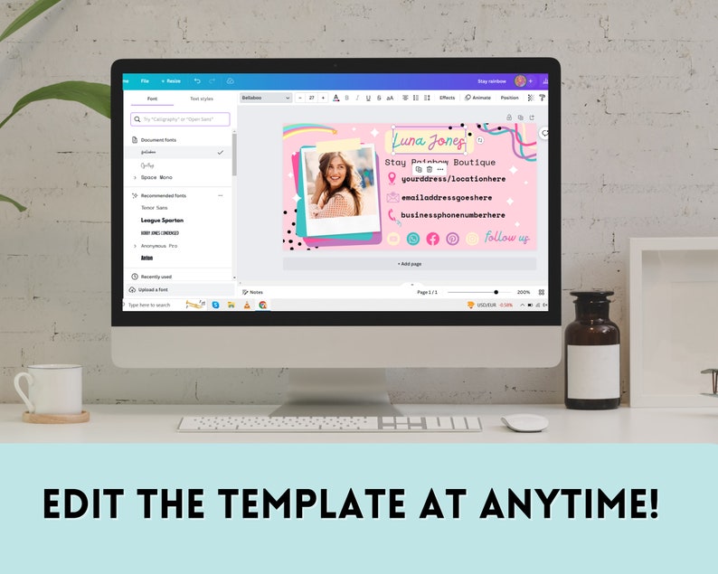 Rainbow Email Signature, Canva Template, Small Business, Email Design ...