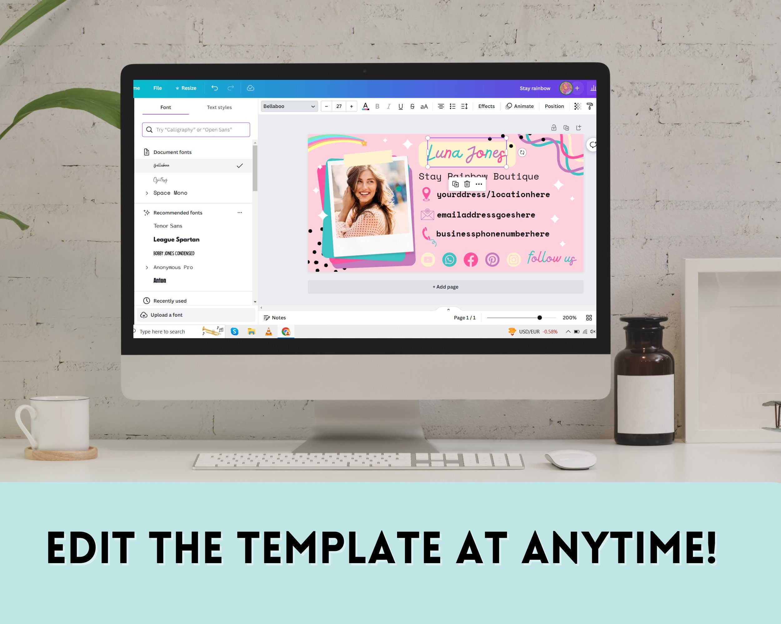 Rainbow Email Signature, Canva Template, Small Business, Email Design ...