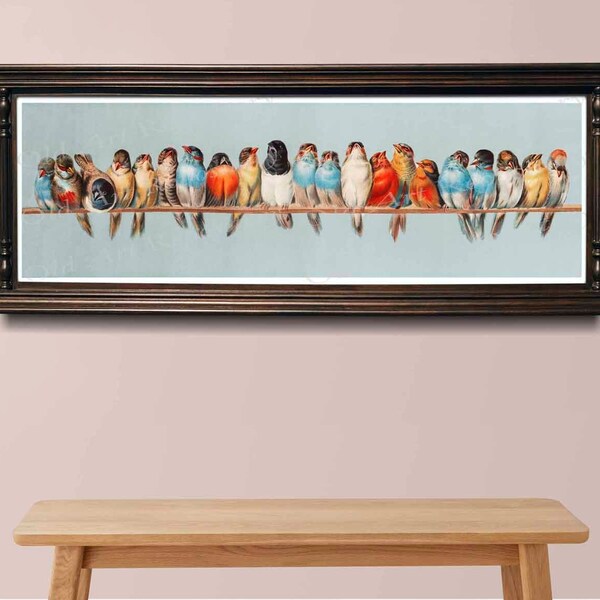 Birds in a Row Art - Etsy