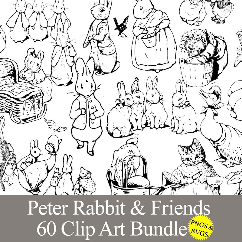 Cartoon Rabbit Vector Art - Etsy UK