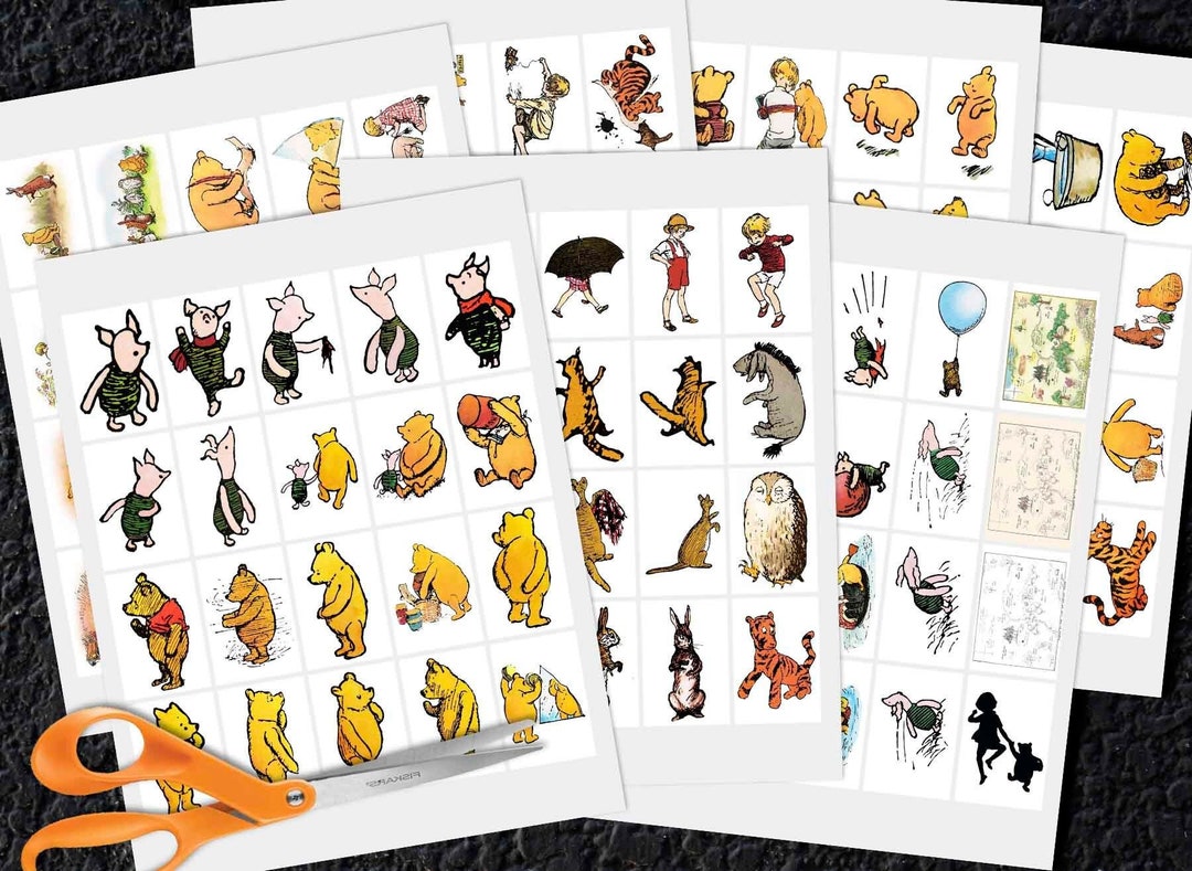 Classic Winnie the Pooh Printable Stickers, Tags, Digital Download Pooh ...