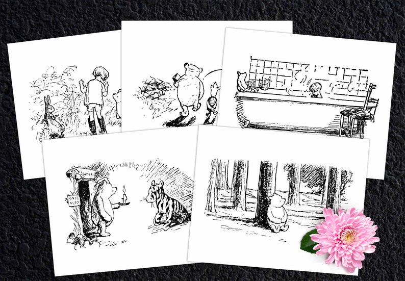 Set of 14 Classic Winnie the Pooh Poster Prints, Winnie the Pooh ...