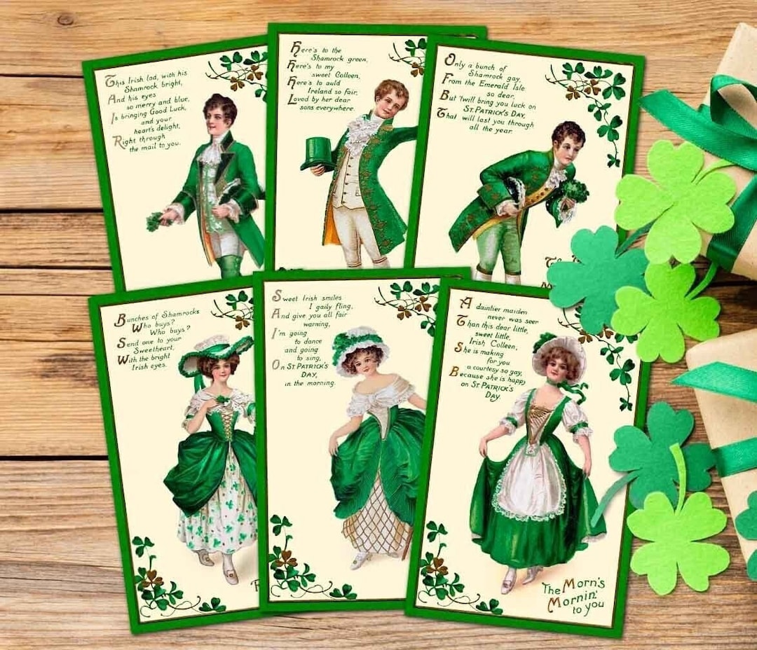 Vintage St. Patrick's Day Postcards Printable Download, Victorian ...