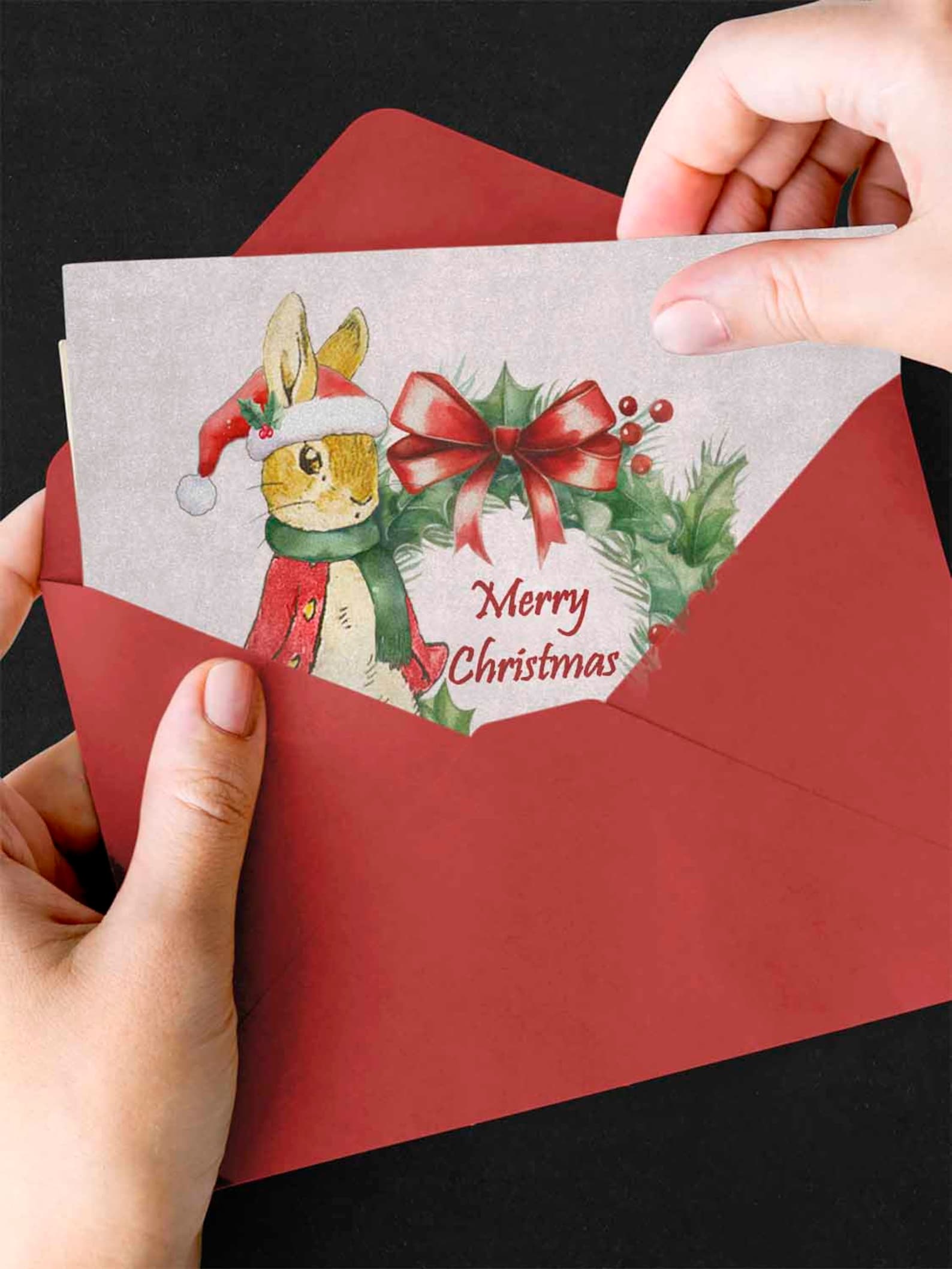 Peter Rabbit Christmas Wreath Clipart PNG & JPEG Watercolor for Xmas ...