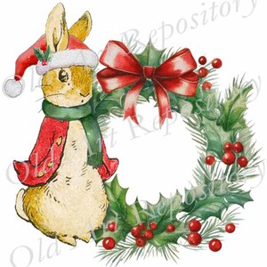 Peter Rabbit Christmas Wreath Clipart PNG & JPEG Watercolor for Xmas ...