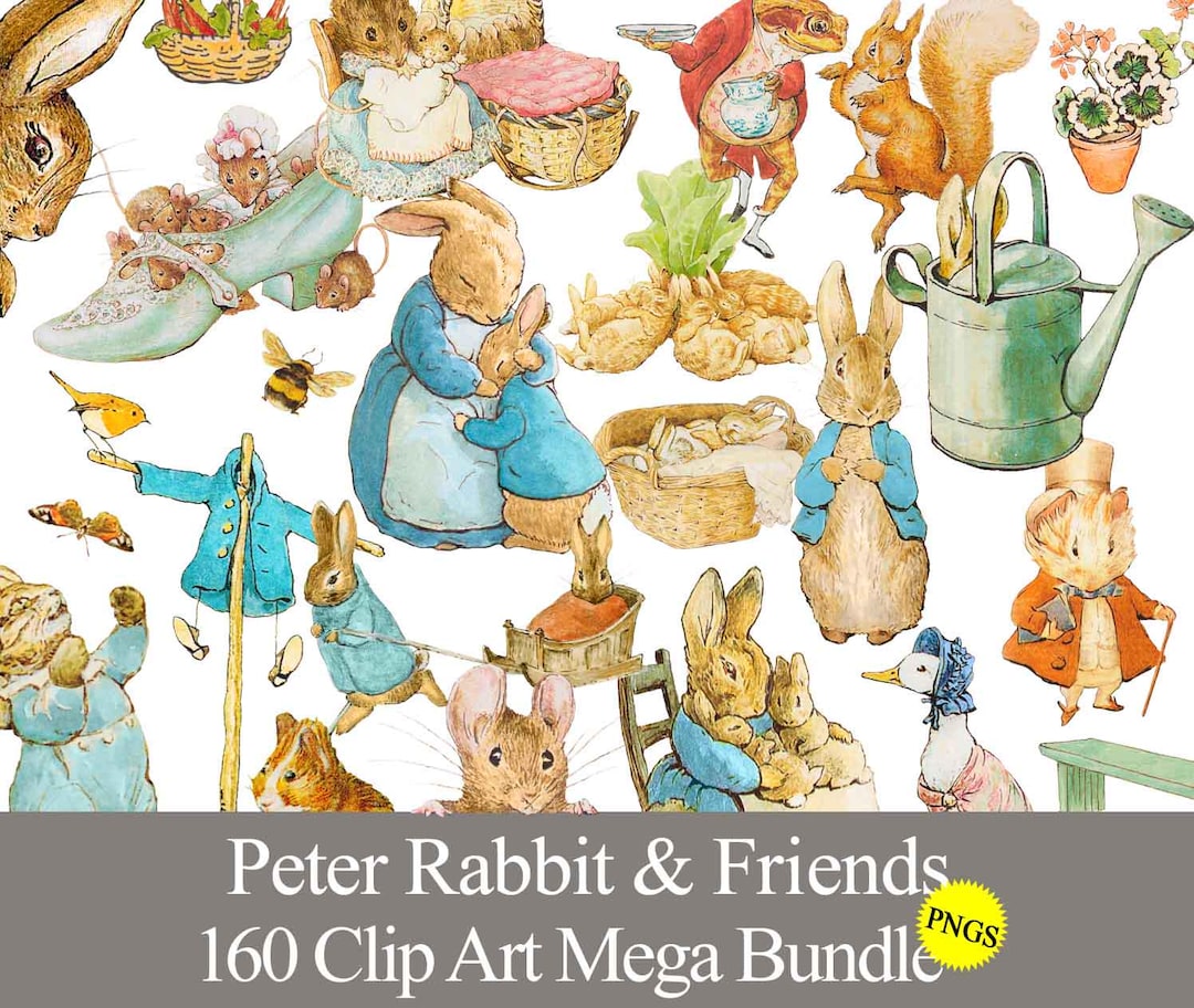 Peter Rabbit PNG Clip Art Mega Bundle for Baby Shower Birthday Party ...