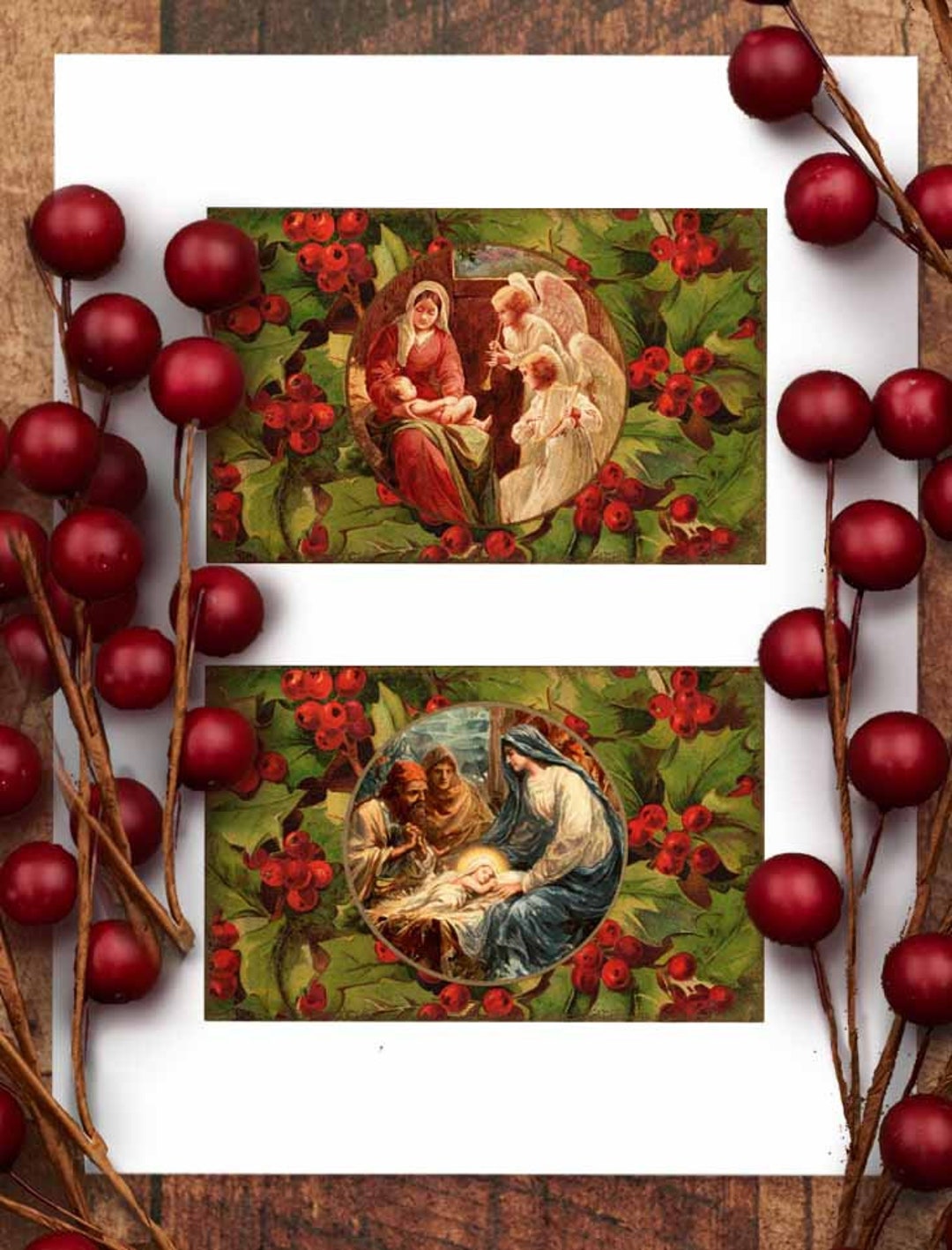 Printable Vintage Christmas Nativity Postcards. Victorian Baby Jesus ...