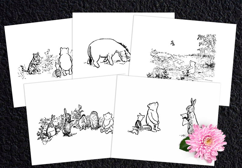 Winnie the Pooh Wall Decor Classic Pooh Coloring Pages - Etsy