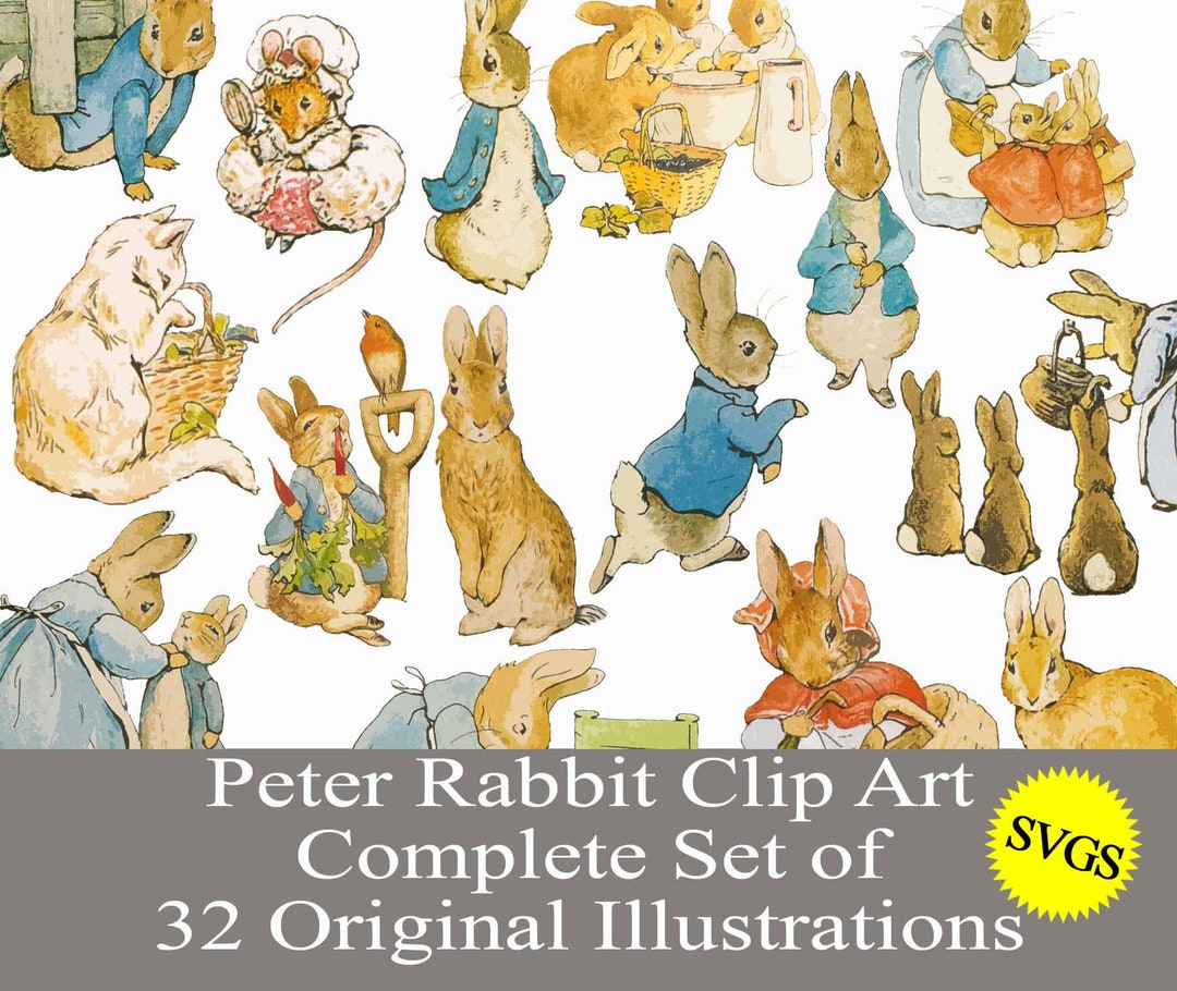 Peter Rabbit SVG Clip Art Graphic for Baby Shower, Birthday Party ...