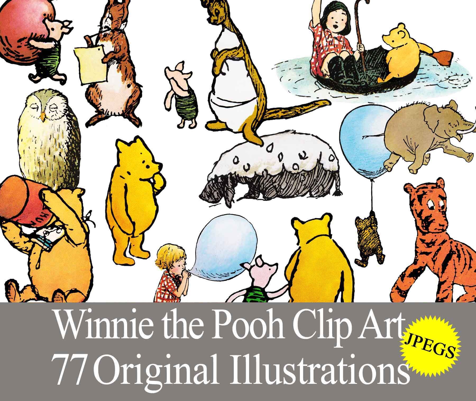 Classic Winnie the Pooh Clip Art Graphics for Baby Shower - Etsy