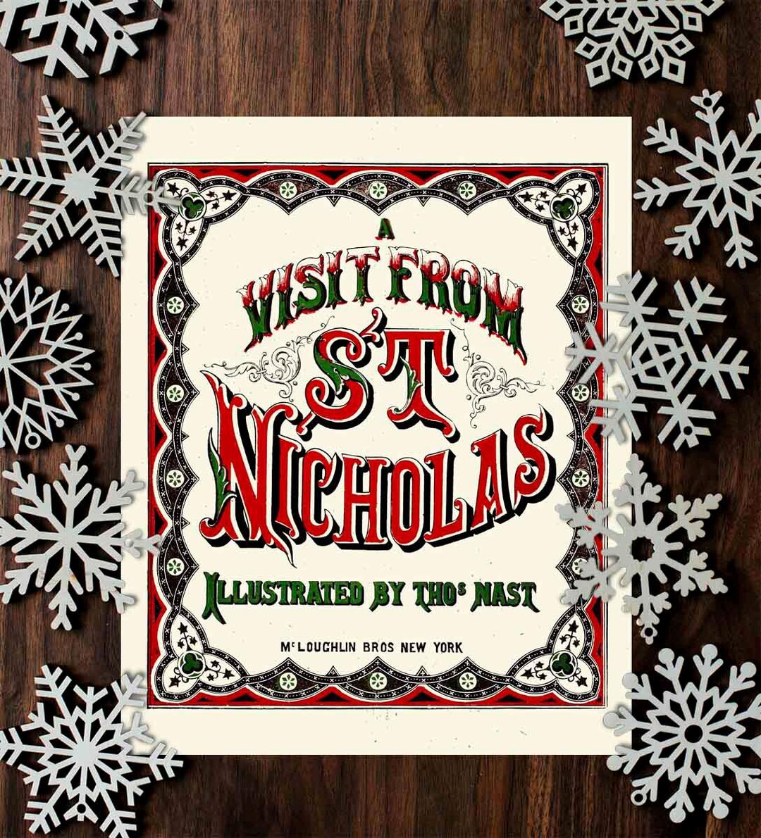 Victorian Christmas Book Cover Art Vintage Digital Download Printable ...