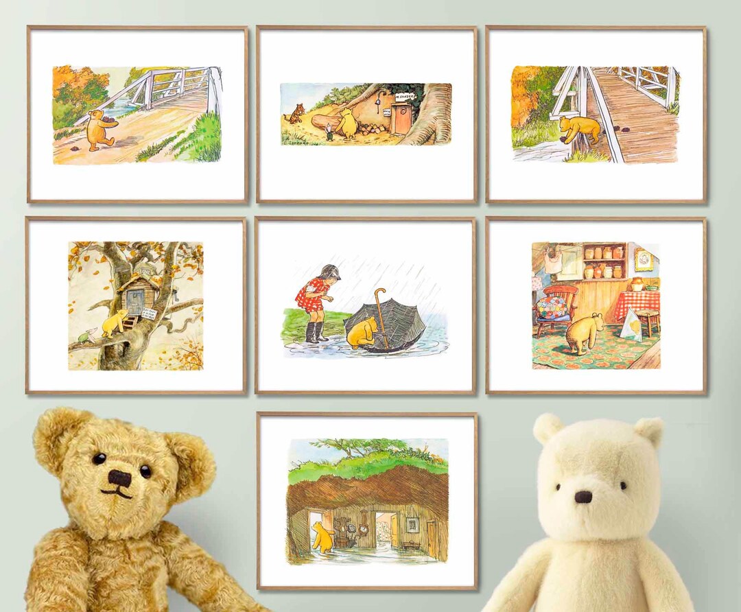 Set of 7 Classic Winnie the Pooh Poster Prints, Winnie the Pooh Nursery ...