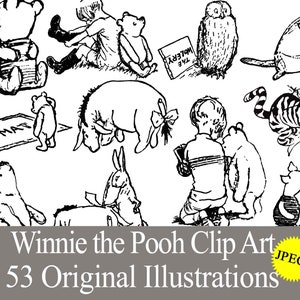 Classic Winnie the Pooh JPEG Clip Art Graphics for Baby Shower ...