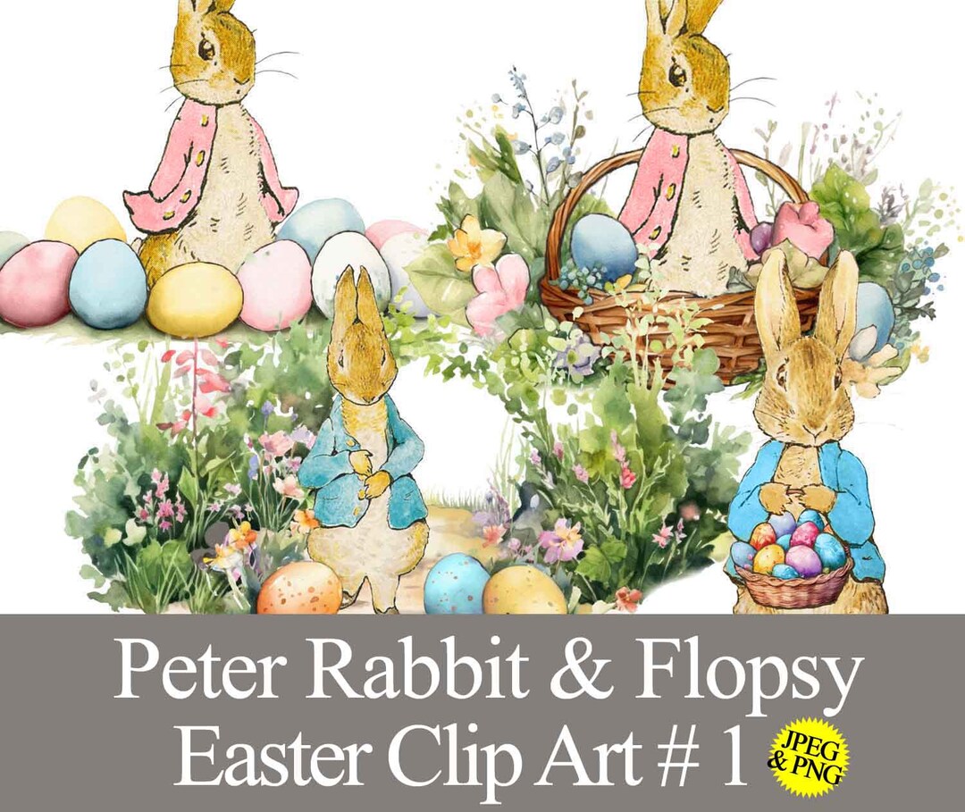 Peter Rabbit Easter Bunny Clipart PNG & JPEG Digital Printable 1 for ...