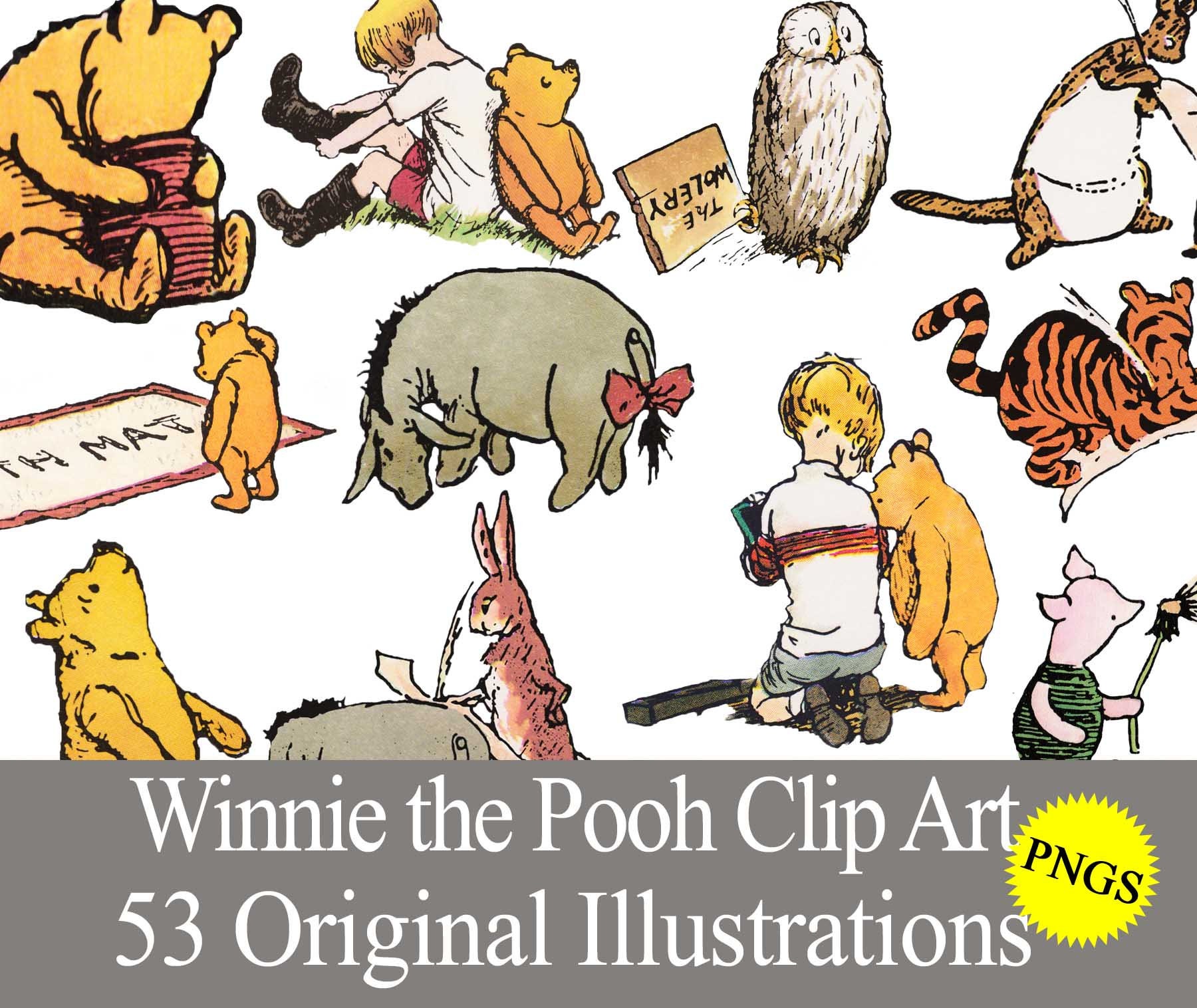 Classic Winnie the Pooh PNG Clip Art Graphics for Baby Shower - Etsy UK