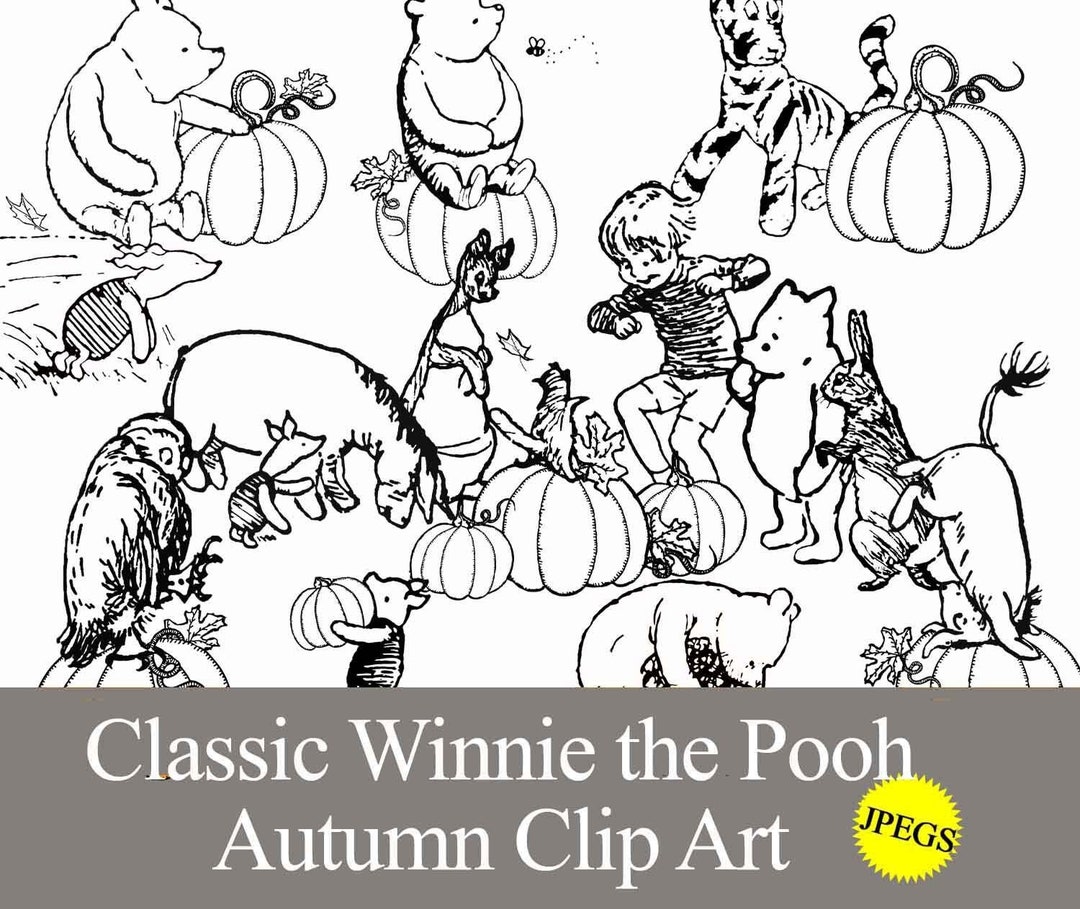 Classic Winnie the Pooh Fall JPEG Clip Art Graphics for Thanksgiving ...