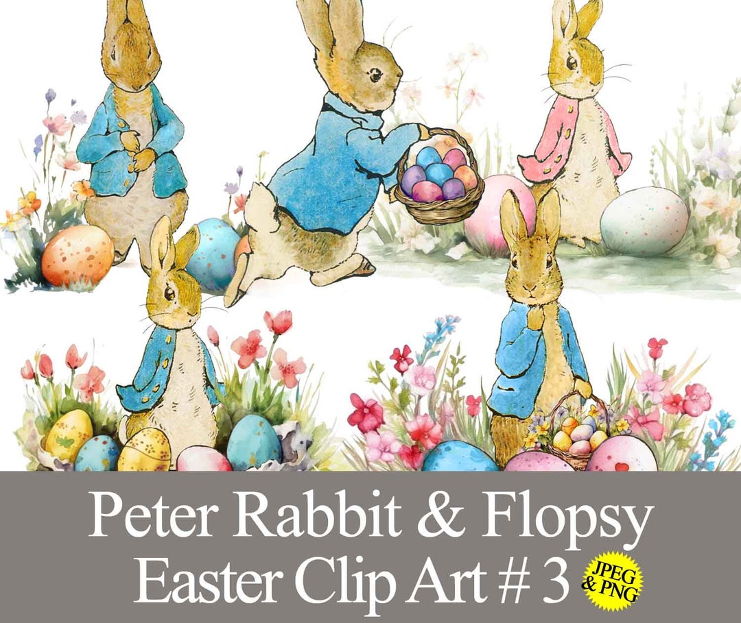 Peter Rabbit Easter Bunny Clipart PNG & JPEG Digital Printable 3 for ...