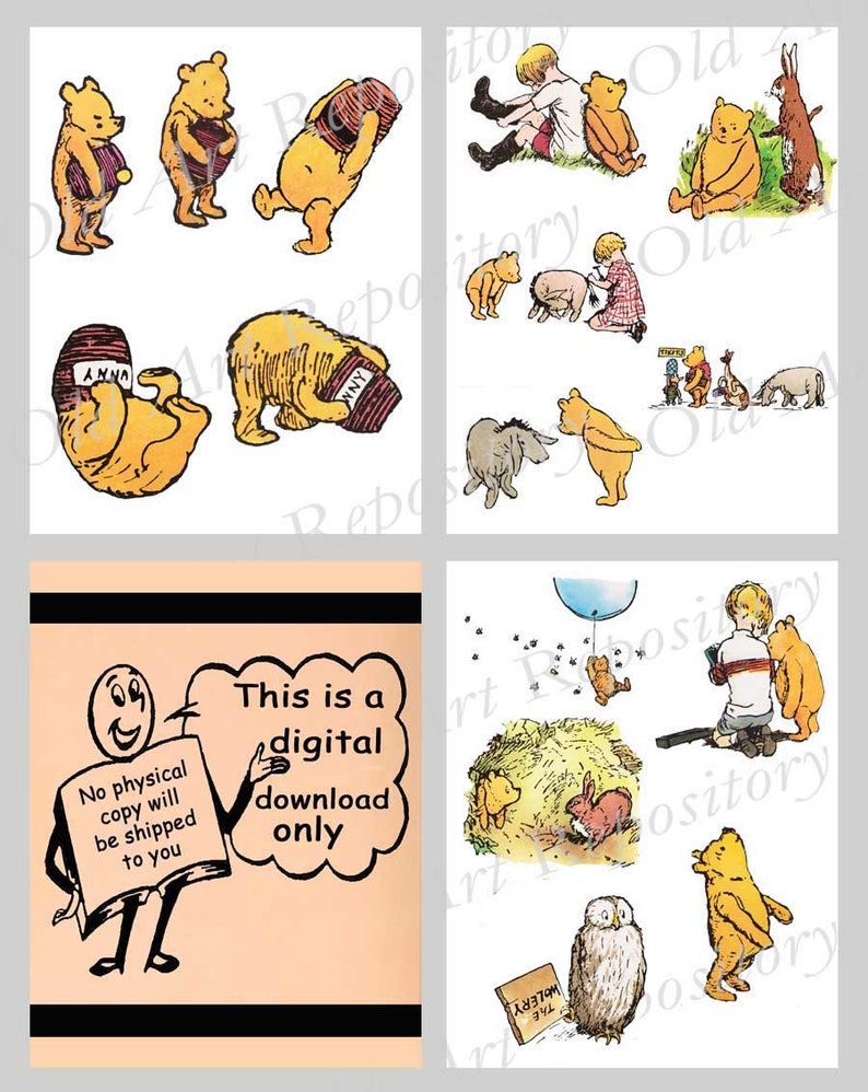 Classic Winnie the Pooh JPEG Clip Art Graphics for Baby - Etsy Canada