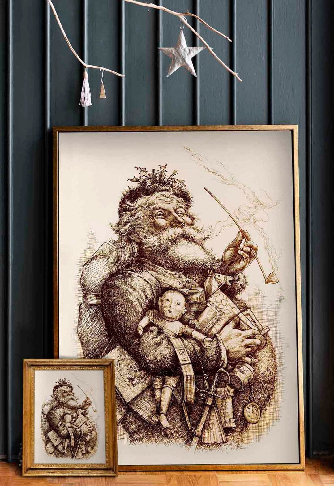 Vintage Santa Claus Christmas Decor Digital Printable Wall Art ...