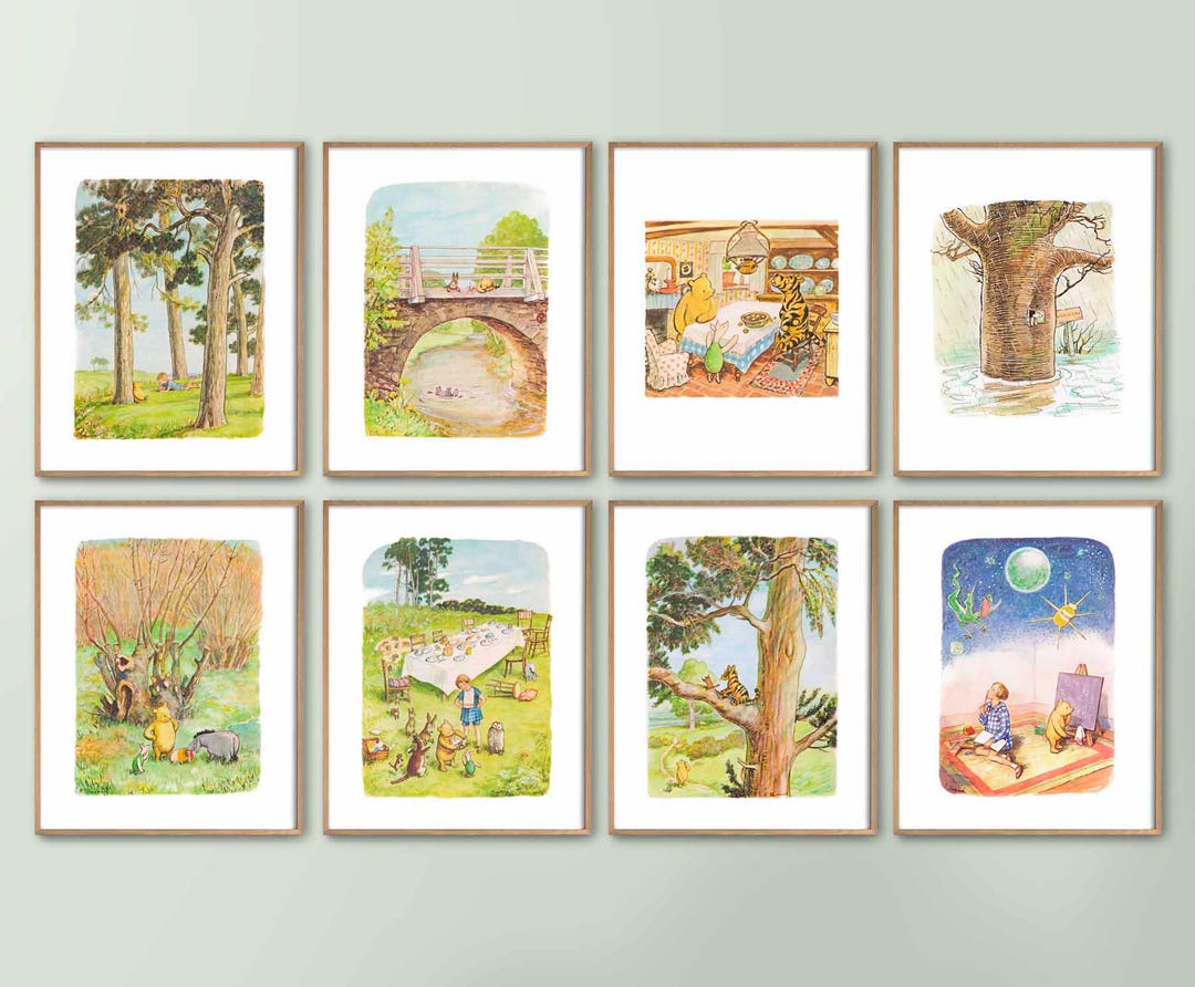 Classic Winnie the Pooh Poster Prints, Winnie the Pooh Nursery Wall Art ...