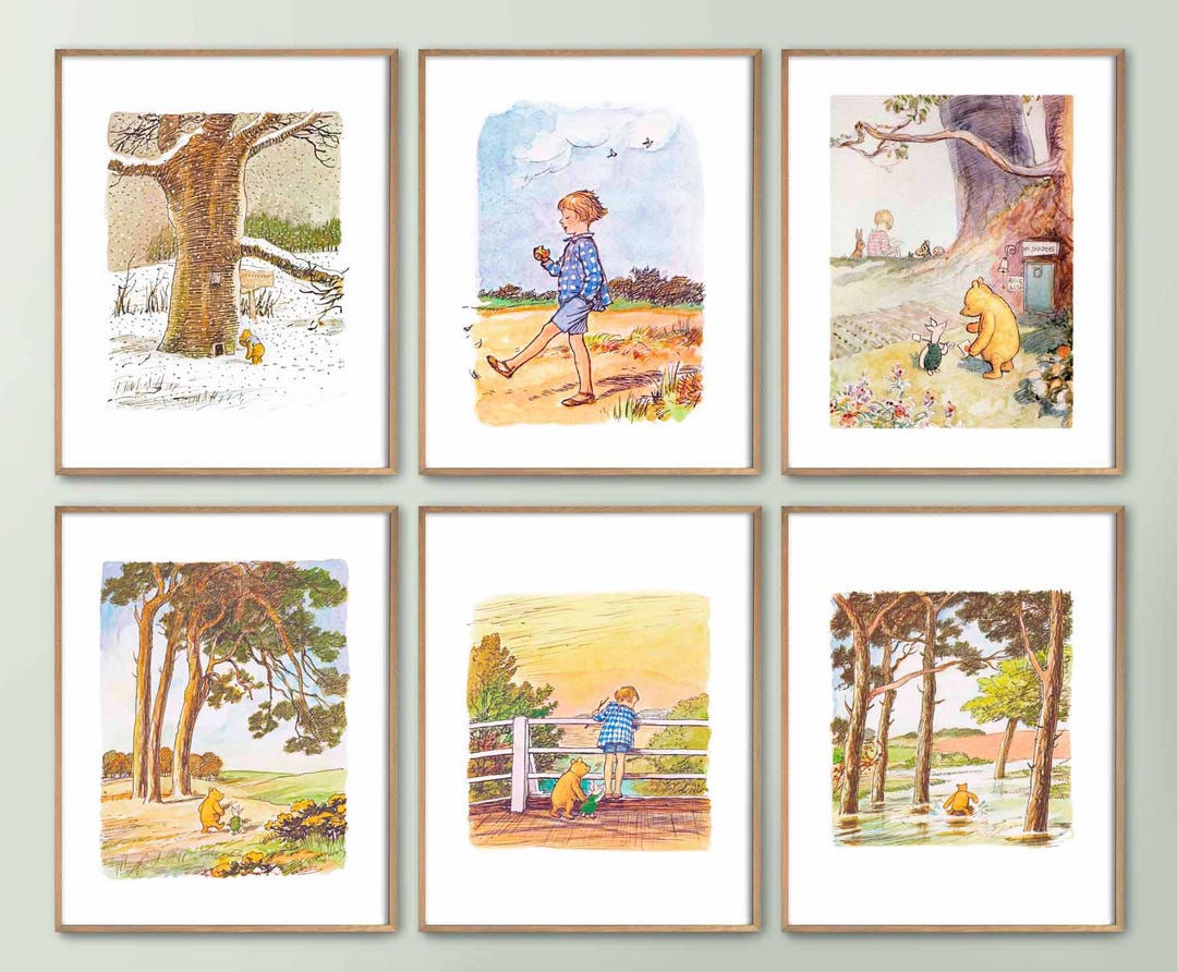 Set of 6 Classic Winnie the Pooh Poster Prints, Winnie the Pooh Nursery ...