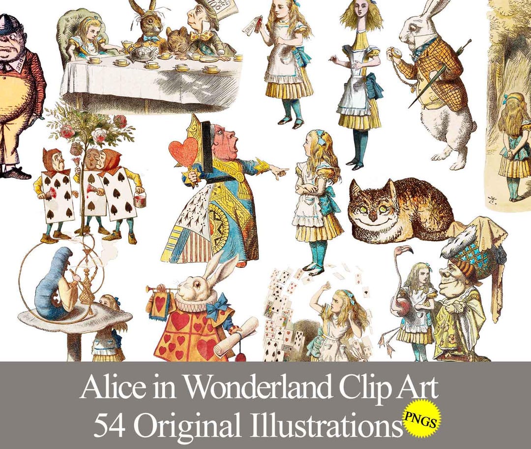 Alice in Wonderland Clipart, Pngs Vintage Illustrations for Graphics ...