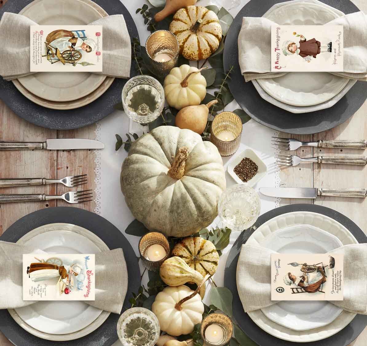 Printable Vintage Thanksgiving Postcards. Pilgrim Girls - Etsy