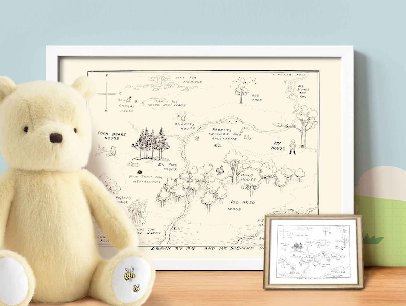 Winnie the Pooh Map Hundred Acre Wood Nursery Decor Printable, Nursery ...