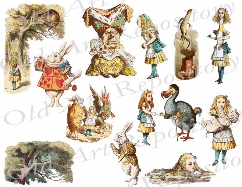 Alice in Wonderland Clip Art SVG Graphics for Sublimation and - Etsy