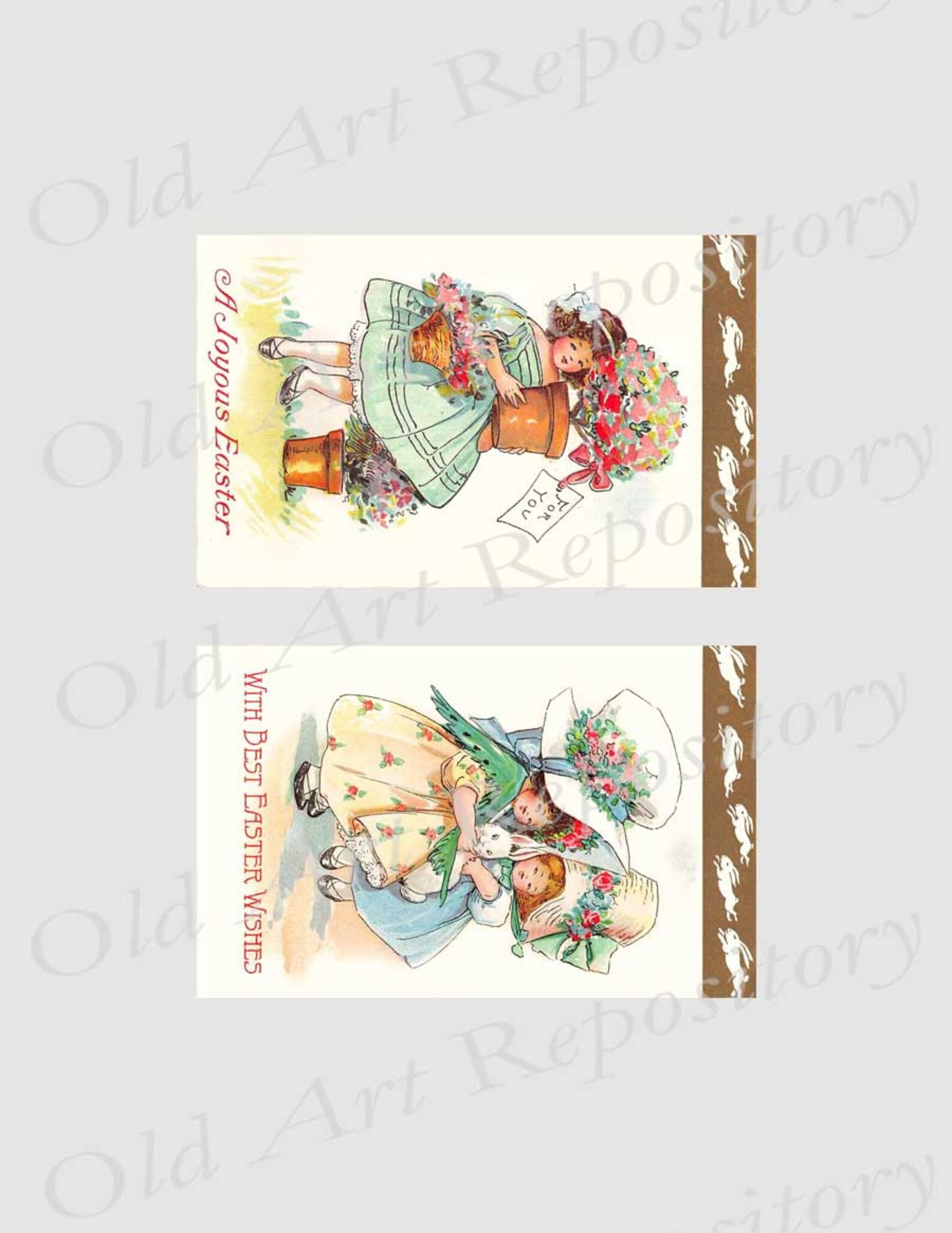 Printable Vintage Easter Postcards. Girls in Easter Bonnets - Etsy