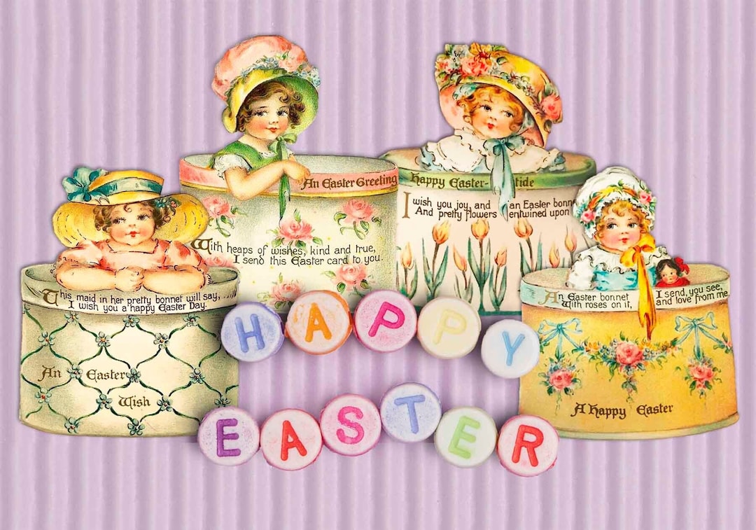 Printable Vintage Easter Cards Clipart Images, Digital Download ...
