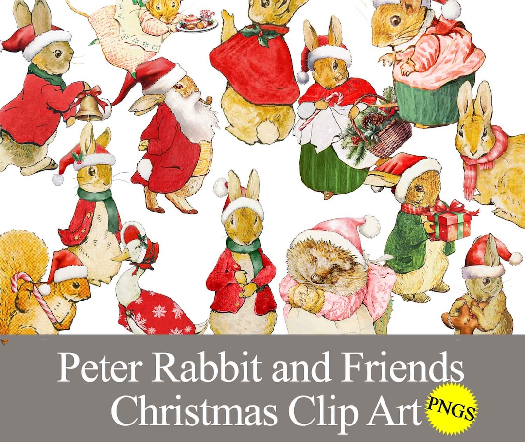 Peter Rabbit Christmas Clip Art PNG Watercolor Images for Xmas Party ...