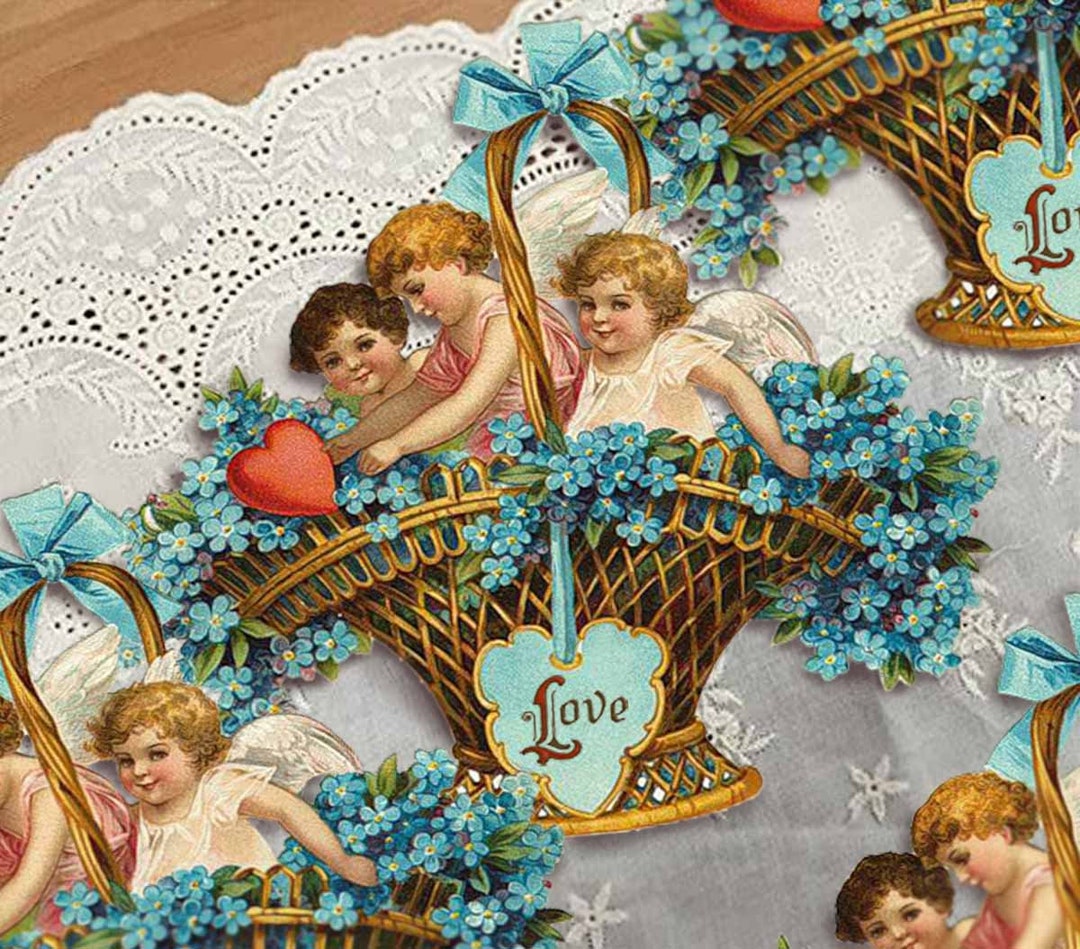 Printable Vintage Cupid Valentine Card Antique Victorian Digital ...
